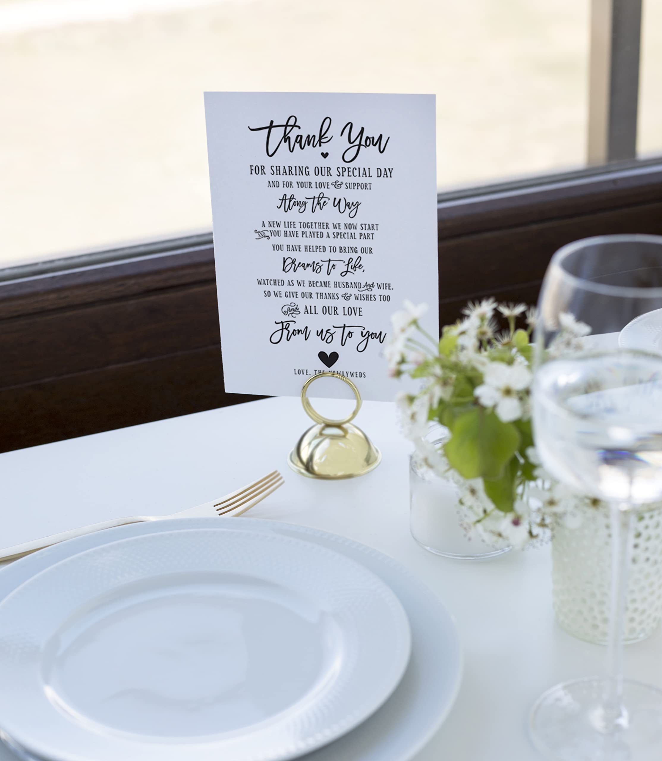 Your Main Event Prints 50 Wedding Thank You Place Setting Cards - Perfect for Adding to Table Centerpieces and Wedding Decorations for Receptions - Pack of 50 Cards