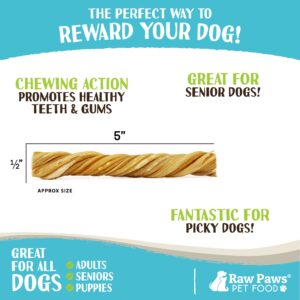 Raw Paws Beef Tripe Twists for Dogs - 5 inch, 5-Pack - Packed in USA - Free-Range Green Tripe Sticks for Dogs - Odor-Free, Crunchy Tripe Dog Treats - All-Natural Green Beef Tripe Sticks Chews