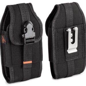 Agoz Zebra TC52 TC57 Scanner Holster, Rugged Vertical Case Pouch for Zebra TC51 TC52 TC55 TC56 TC57 TC20 TC21 TC25 TC26 MC40 MC45 Mobile Handheld Scanner, Metal Belt Clip Loop,Card Holder,Front Buckle