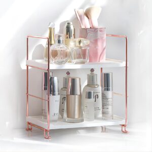 desktop cosmetics storage rack rose gold 2/3 layers bathroom makeup organizer assembled kitchen seasoning iron storage shelves (2-layers)