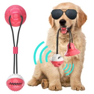 dog toys for aggressive chewer dog ball with suction cup training iq and interactive food treat, chewers dog toothbrush interactive ropes toy pet teeth cleaning food grade non-toxic dental pet toy