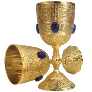 replicartz chalice goblet wine glasses gold plated brass gift chalice wine goblet vintage chalice medieval goblet, best for daily use, wedding anniversary and birthday 250 ml pack of 1