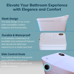 Trone Tahum Bidet Toilet Tankless Toilet with Heated Seat SyphonAssist Flush and Advanced Toe Touch Technology Smart Toilet for Bathroom