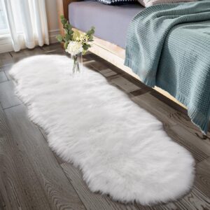 ciicool ultra soft faux sheepskin fur rug fluffy rug for bedroom fuzzy carpet for living room kid's room nursery decor, white 2 x 6 feet