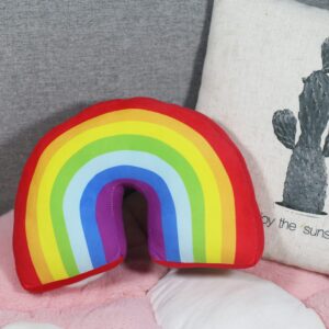 Poitemsic,Polypropylene 13.7in Rainbow Pillow for Girls Kids Bed Decoration Cushion Arch Shaped Stuffed Plush Sofa Chairs Throw Pillows