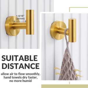 APLusee Robe Towel Hook, SUS 304 Stainless Steel Modern Home Storage Coat Hanger, Brushed Gold Wall Hook for Bath Toilet Kitchen Garage