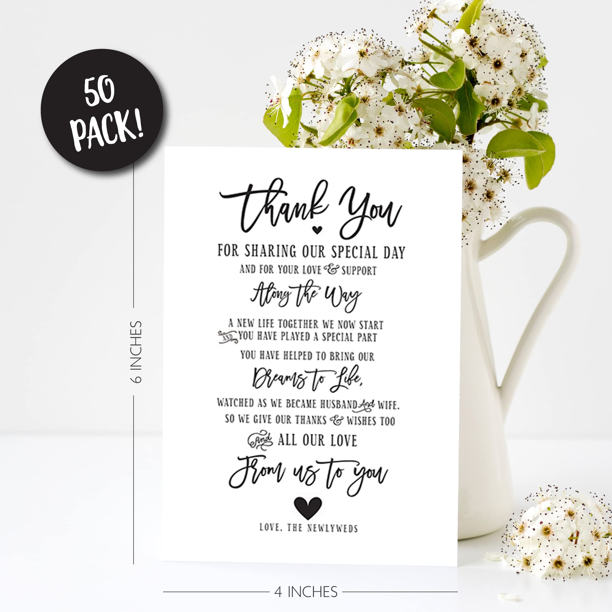 Your Main Event Prints 50 Wedding Thank You Place Setting Cards - Perfect for Adding to Table Centerpieces and Wedding Decorations for Receptions - Pack of 50 Cards