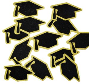 grad caps glitter confetti for graduation party decorations congrats grad table decor class of 2024 high school college graduation party supplies 5.5 inches 12pcs (gold & black)