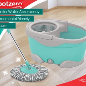 Spotzero Mop and Bucket with Wringer Set for Floor Cleaning with Wheels, 2 Microfiber Refills included, Extendable Handle, 360 Spinning System, (trapeadores con cubeta giratoria 360) Maxx Spin Mop