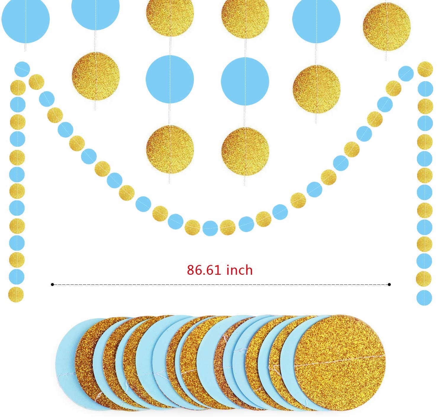 Birthday Decorations Blue and Gold for men,Happy Birthday Banner White, Blue Balloons and Gold Confetti Balloons Hanging Swirls, Glitter Circle Dots for Boy's Birthday Party, Baby Shower Adults Party