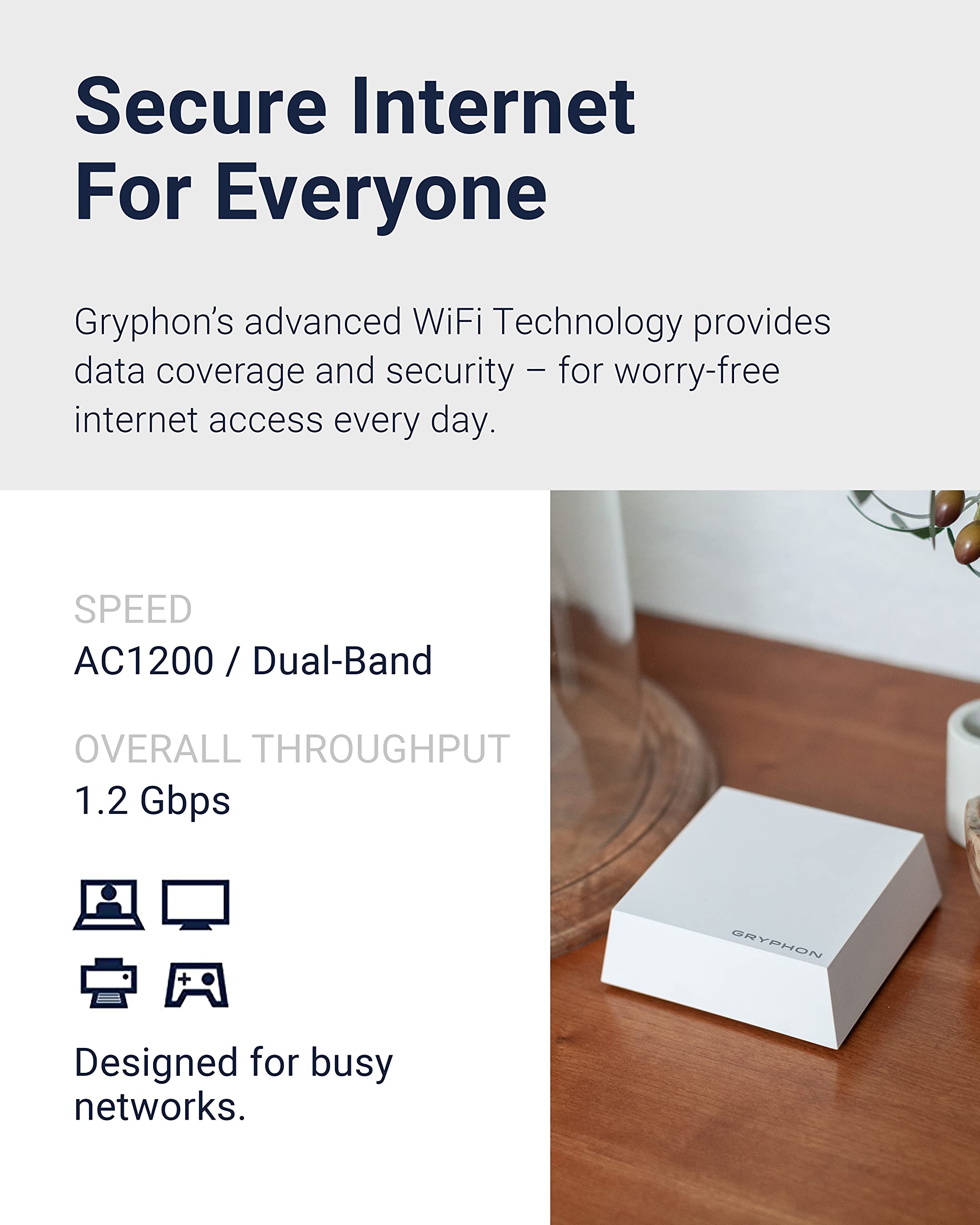 Gryphon Guardian Mesh WiFi Router and Parental Control System with Content Filters and Advanced Cyber Security