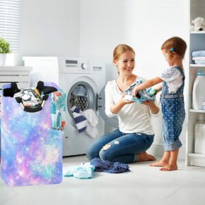 visesunny Collapsible Laundry Basket Magic Galaxy Star Blue Sky Large Laundry Hamper with Handle Clothing Organization for Bathroom, Bedroom, Home, Dorm, Travel