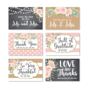 24 pink gold wedding thank you cards with envelopes wedding thank you from the new mr and mrs cards - mr and mrs thank you cards wedding with envelopes, bride thank you wedding cards with envelopes