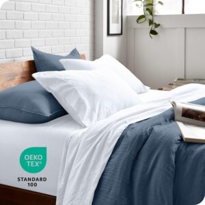 Bare Home Ultra Soft Washed Microfiber Twin/Twin XL Duvet Cover with Zipper and Securing Ties and 1 Std. Pillow Sham, Linen-Like Look, Easy Care, Hypoallergenic (Twin/Twin XL, Bering Sea)