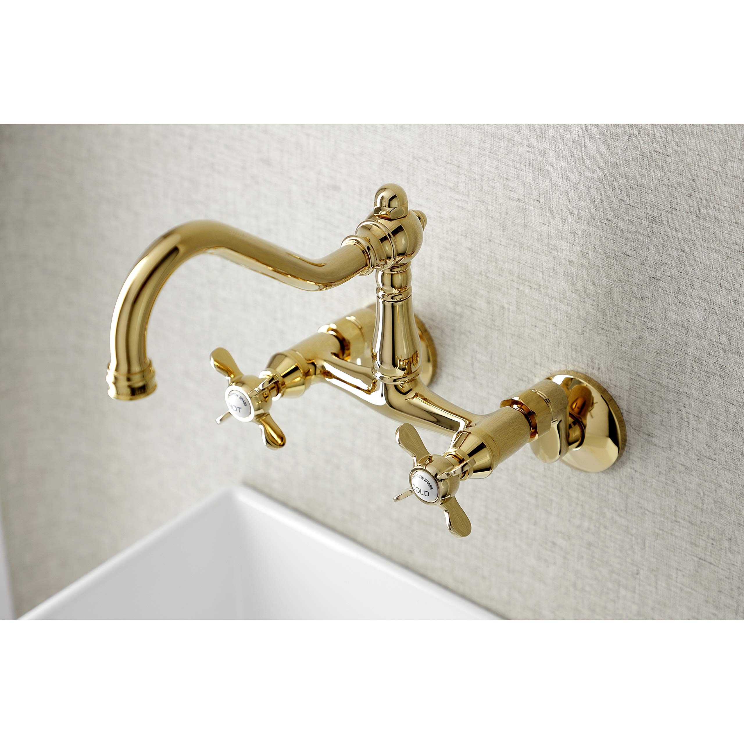 Kingston Brass KS3222BEX Essex Kitchen Faucet, Polished Brass