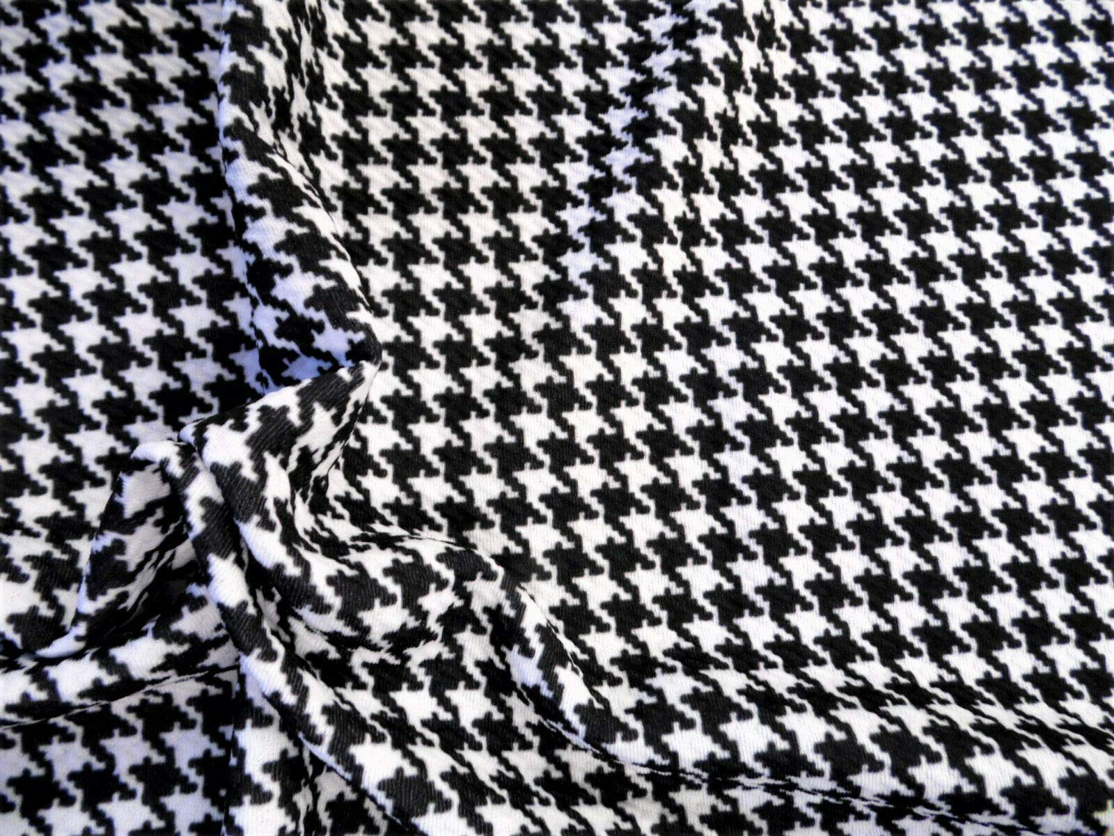 Bullet Printed Liverpool Textured Fabric Stretch Sm Houndstooth Black White U16