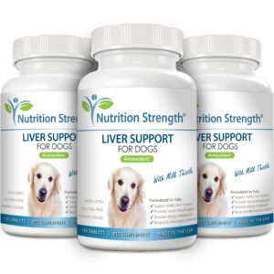 Nutrition Strength Liver Support for Dogs to Promote Natural Detoxification, with Milk Thistle for Dogs, Dandelion Root, Yellow Dock, Nettle Root, St. John's Wort & Coenzyme Q10, 120 Chewable Tablets