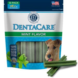 american kennel club dentacare mint dog treats, good for dog dental health, for large dog breeds, 13 count