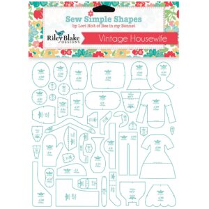 riley blake designs riley blake template set-vintage housewife by lori holt 43/pkg, blue/opaque