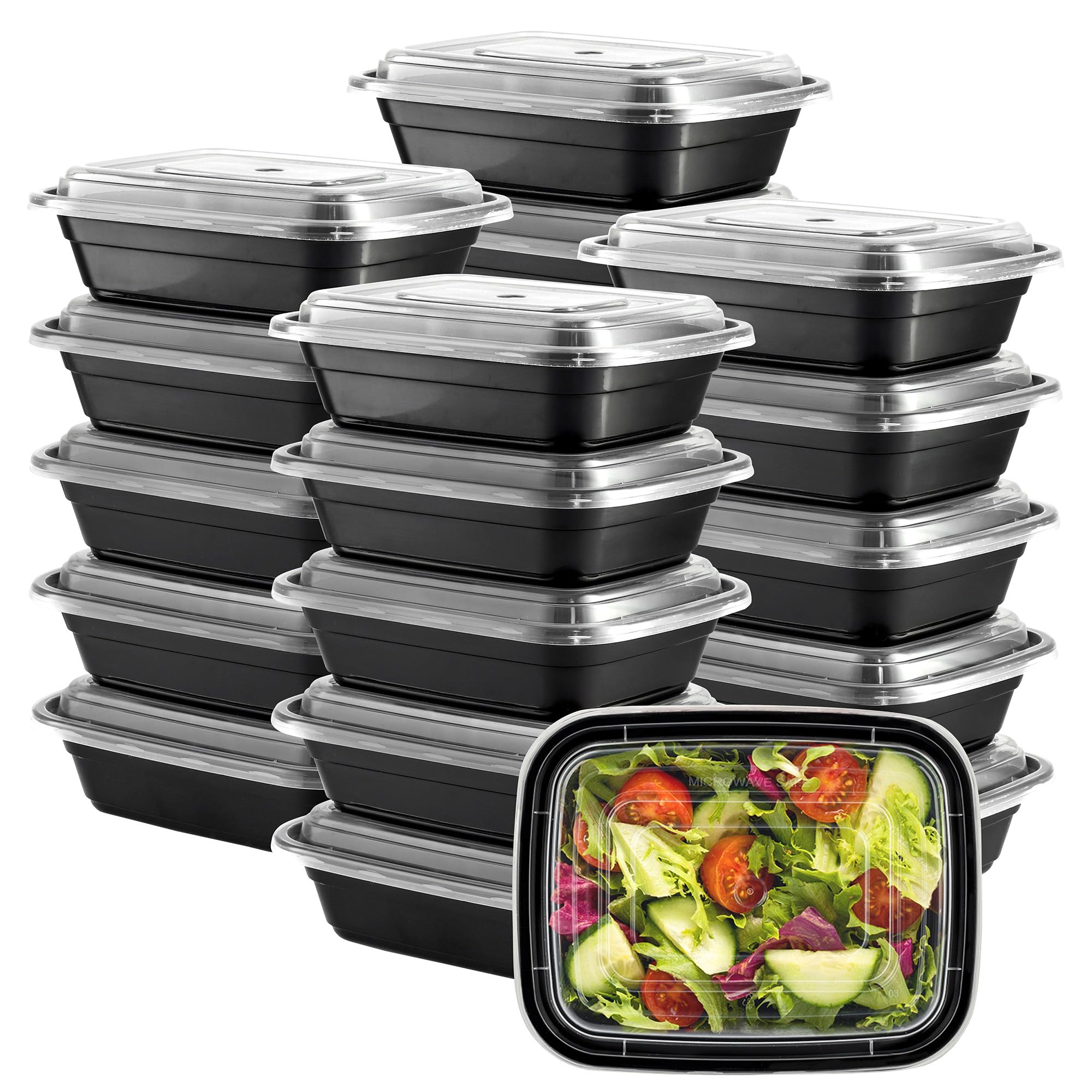 Comfy Package [12 oz -50 Count 1 Compartment Meal Prep Containers Reusable - Microwaveable, Dishwasher and Freezer Safe, BPA-Free, Portion Control and Convenience Food Storage with Lids, Stackable