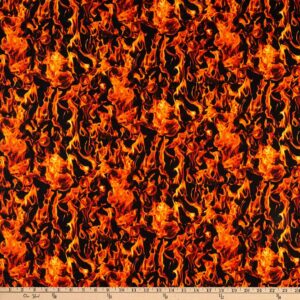 fire flames fabric, by the yard, firefighter fabric, timeless treasures, c7734, quilting cotton