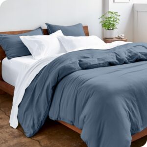 Bare Home Ultra Soft Washed Microfiber Twin/Twin XL Duvet Cover with Zipper and Securing Ties and 1 Std. Pillow Sham, Linen-Like Look, Easy Care, Hypoallergenic (Twin/Twin XL, Bering Sea)