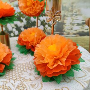 Mybbshower Tissue Pom Poms Flower Party Backdrop Decoration for Weddings Birthday Bridal Baby Showers Nursery Room Decor (Orange, 9 inch)