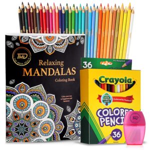 colored pencils with adult coloring book- colored pencils for adult coloring 36 count | coloring books with coloring pencils. premium artist coloring pencils with coloring books for adults relaxation.