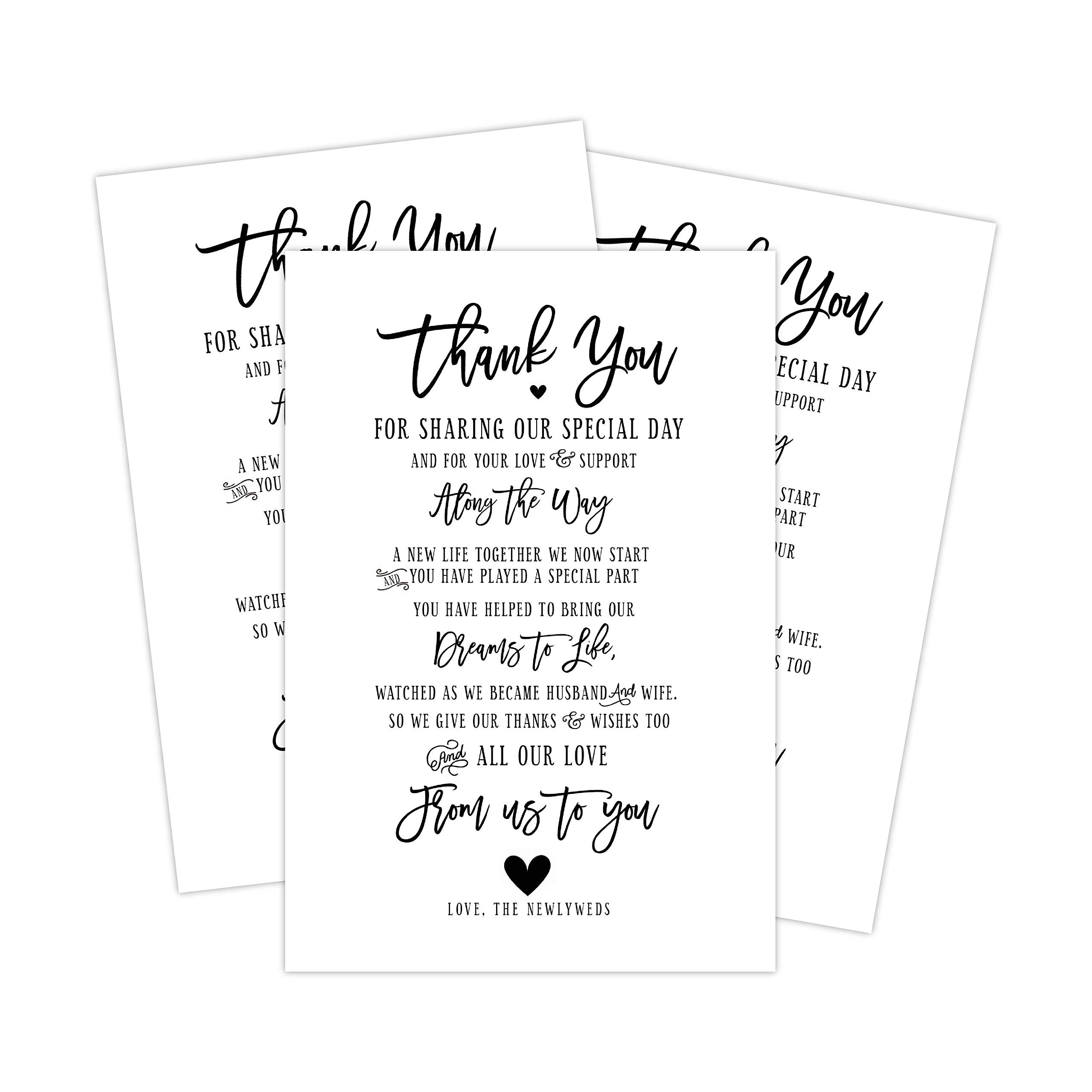 Your Main Event Prints 50 Wedding Thank You Place Setting Cards - Perfect for Adding to Table Centerpieces and Wedding Decorations for Receptions - Pack of 50 Cards