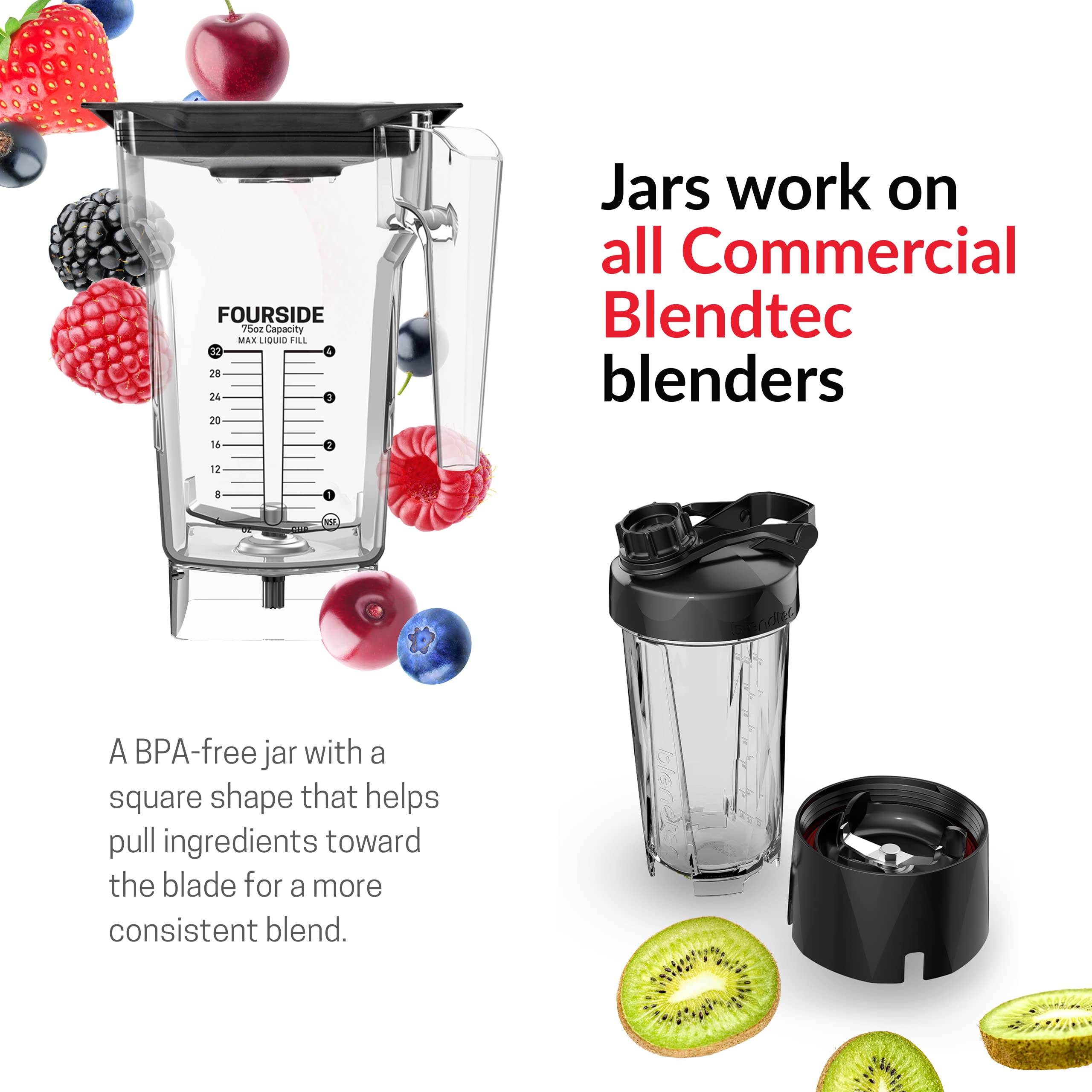 Blendtec Connoisseur 825 SpaceSaver - Commercial-Grade Blender - FourSide Jar with Vented Gripper Lid - Black