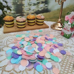 Mybbshower 1 Inch Pastel Tissue Paper Table Confetti Dots for Baby Shower Gender Reveal Birthday Party Decorations 2 oz