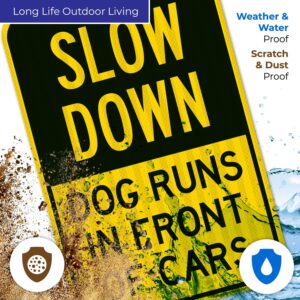 Sigo Signs Dogs at Play Sign, Slow Down Dog Runs in Front of Cars, Large 12x18 3M Reflective (EGP) Heavy .63 Aluminum,Weather/Fade Resistant, Easy Mounting, Indoor/Outdoor Use, Made in USA