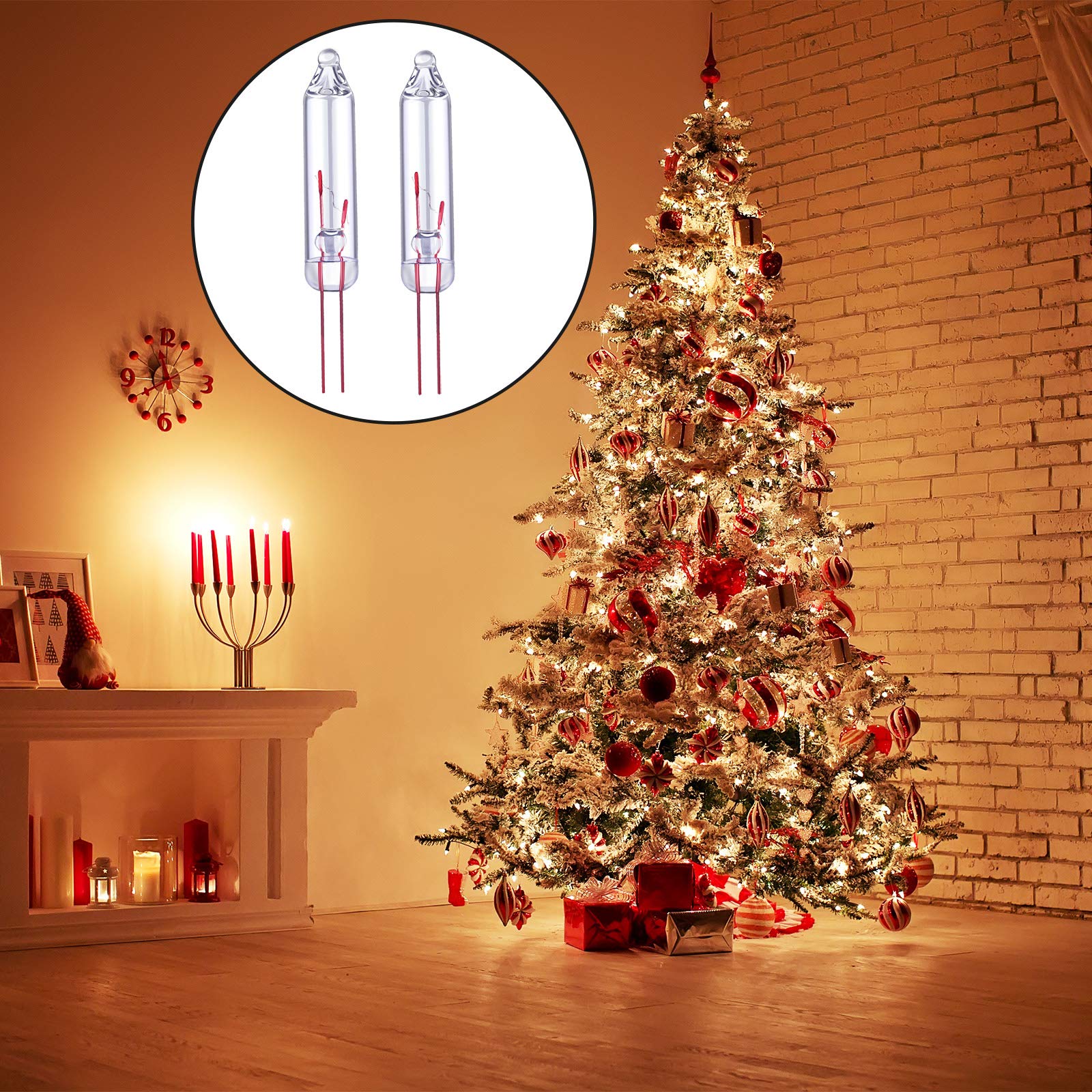 Ruisita 480 Pieces Clear Mini Christmas 2.5 Volt Replacement Light Bulbs for Christmas Trees Decorative Light