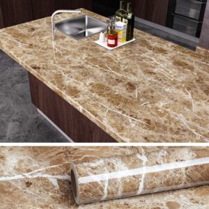 veelike brown marble contact paper peel and stick countertop granite wallpaper for kitchen cabinet vinyl waterproof self adhesive removable wall paper decorative for home decor 15.8"x118"