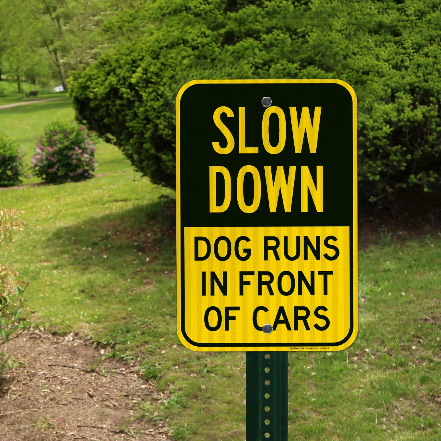 Sigo Signs Dogs at Play Sign, Slow Down Dog Runs in Front of Cars, Large 12x18 3M Reflective (EGP) Heavy .63 Aluminum,Weather/Fade Resistant, Easy Mounting, Indoor/Outdoor Use, Made in USA