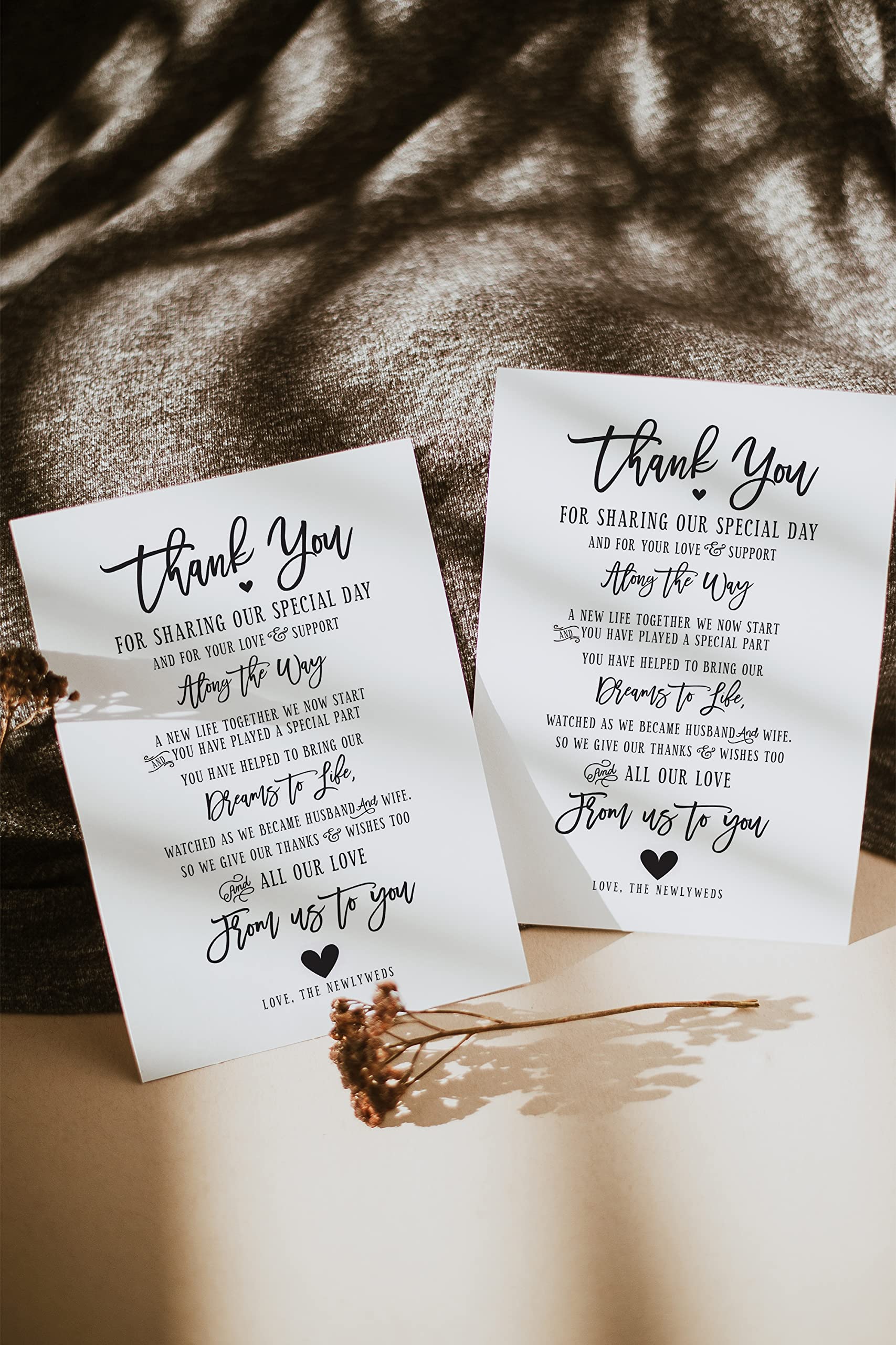 Your Main Event Prints 50 Wedding Thank You Place Setting Cards - Perfect for Adding to Table Centerpieces and Wedding Decorations for Receptions - Pack of 50 Cards