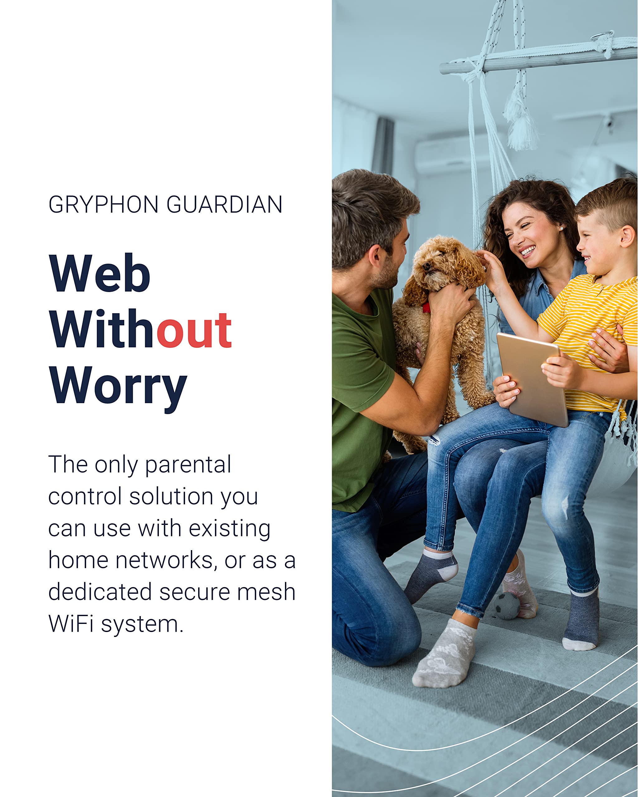 Gryphon Guardian Mesh WiFi Router and Parental Control System with Content Filters and Advanced Cyber Security