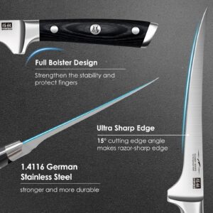 SHAN ZU Fillet Knife 7 inch- Edge Deboning Fish and Meat Boning Knife, Professional Super Sharp Fish Knife Made of German Stainless Steel Boning Knife with Full Tang Handle