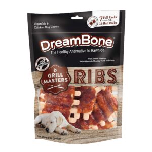 dreambone rawhide-free grill masters, treat your dog to a chew made with real meat and vegetables