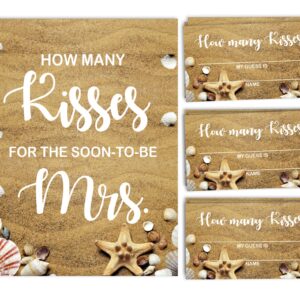 Inkdotpot 1 Sign + 30 Cards How Many Kisses for The Soon to Be Mrs White Beach Bridal Shower Game