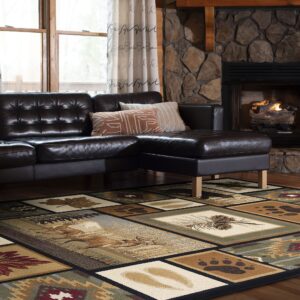 tayse northern wildlife multi-large color area rug for living room & bedroom & diningroom - cabin, lodge and farmhouse style rustic indoor carpet, 8'9'' x 12'3'', ntr6660 9x12