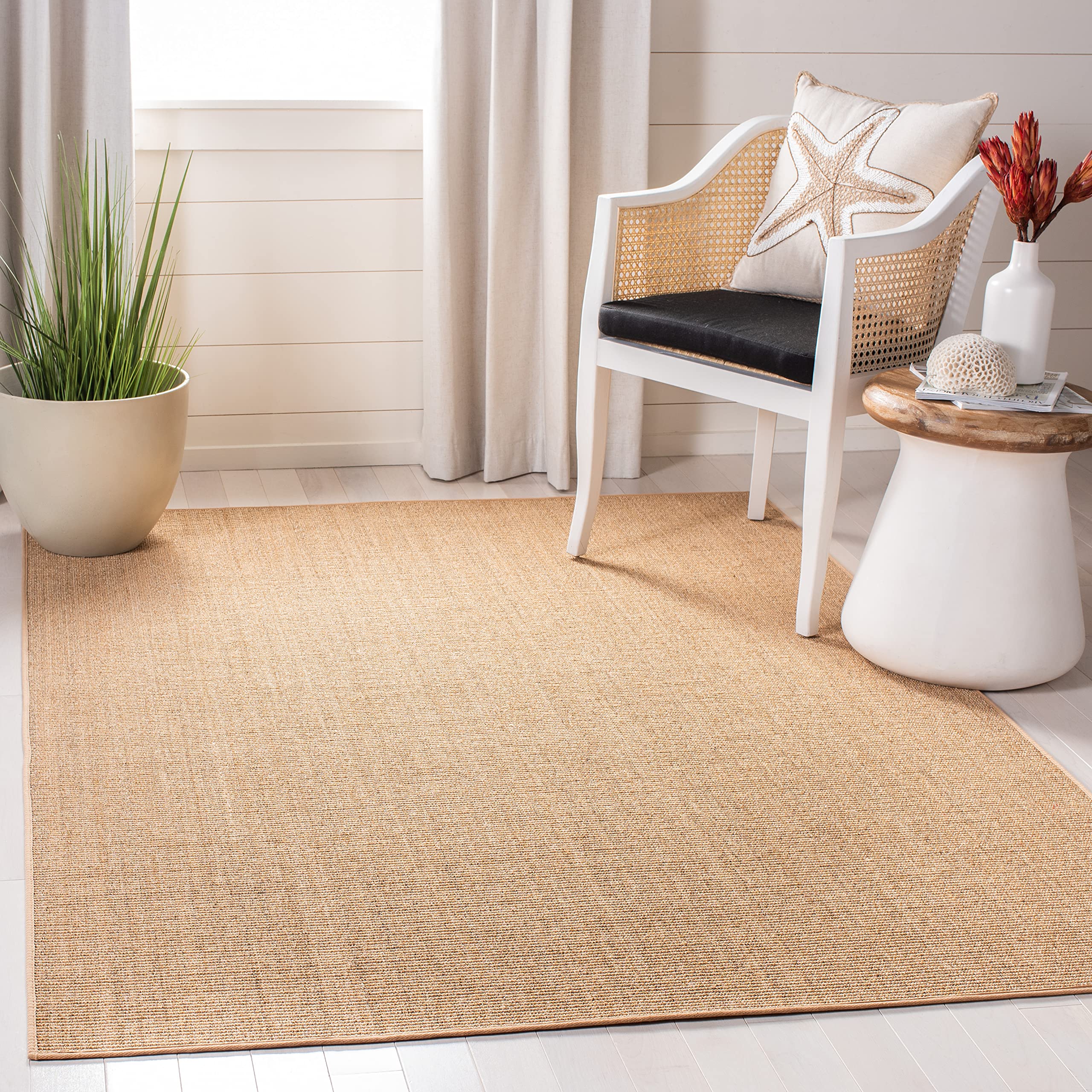 MARTHA STEWART x SAFAVIEH 5' x 7' Beige MSR9501B Farmhouse Sisal & Jute Area Rug