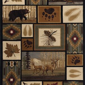 Tayse Northern Wildlife Multi-Large Color Area Rug for Living Room & Bedroom & DiningRoom - Cabin, Lodge and Farmhouse Style Rustic Indoor Carpet, 8'9'' x 12'3'', NTR6660 9x12