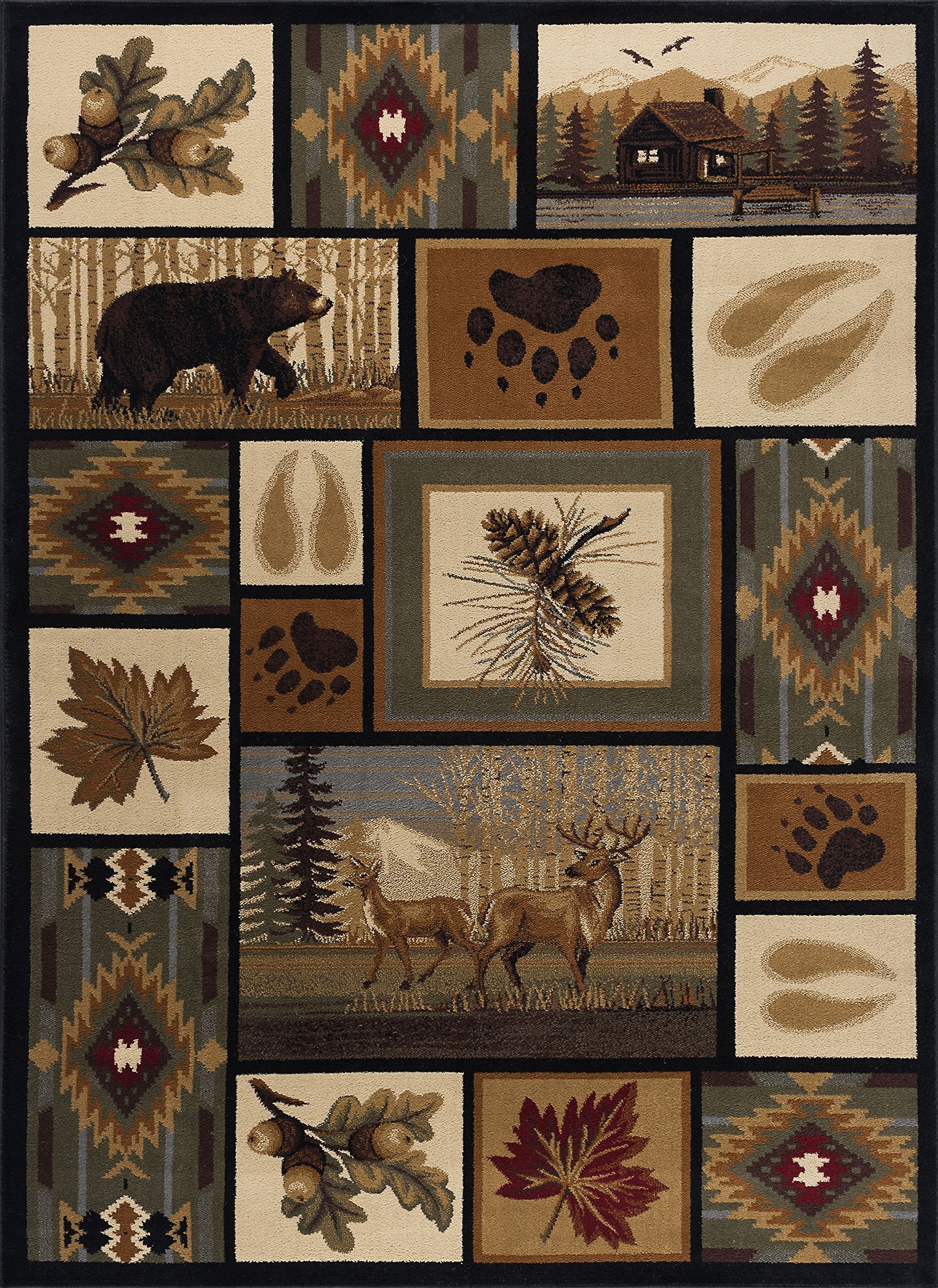 Tayse Northern Wildlife Multi-Large Color Area Rug for Living Room & Bedroom & DiningRoom - Cabin, Lodge and Farmhouse Style Rustic Indoor Carpet, 8'9'' x 12'3'', NTR6660 9x12