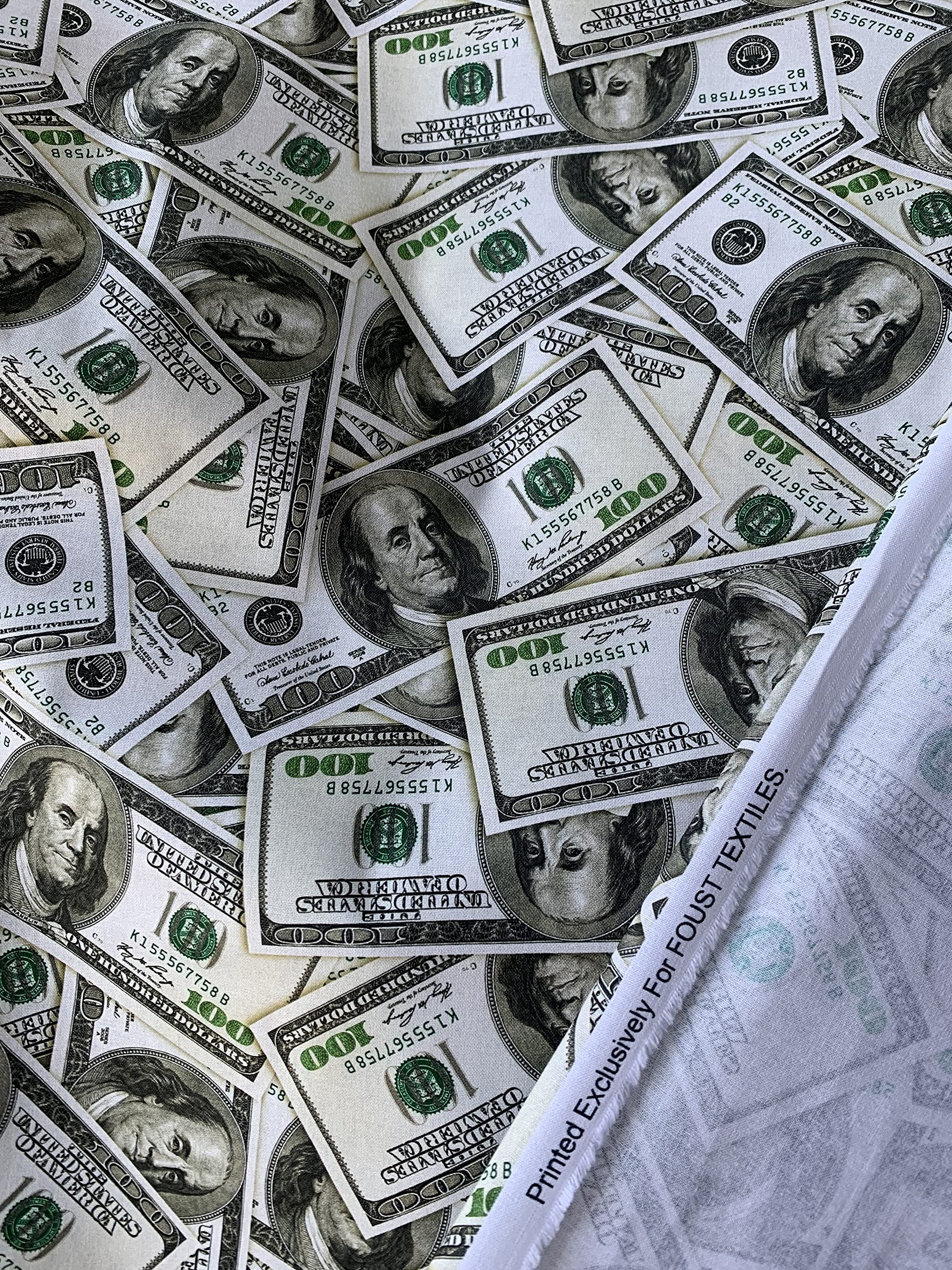 100 Dollar Bill Cotton Fabric/Money Print Fabric /0 Cotton / 45" Wide/Sold by The Yard