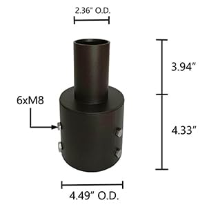 JCLIEVO Light Pole Adapter for 4 Inch Round Pole,Top Pole Tenon with 2 3/8" Slip Fit Mount,Round Pole Bracket Tenon Adapter for Led Parking Lot Lights,Bronze and Steel