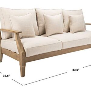 SAFAVIEH Couture Patio Martinique Natural and White Wood Outdoor Sofa, Natural/White