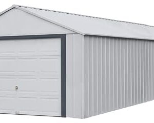 Arrow Shed 14' x 31' Murryhill Garage Galvanized Steel Extra Tall Walls Prefabricated Shed Storage Building, 14' x 31', Flute Gray