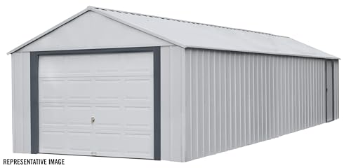 Arrow Shed 14' x 31' Murryhill Garage Galvanized Steel Extra Tall Walls Prefabricated Shed Storage Building, 14' x 31', Flute Gray