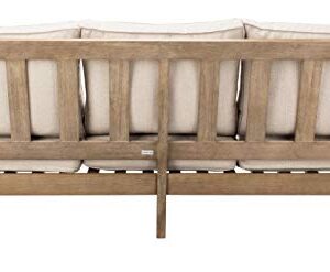 SAFAVIEH Couture Patio Martinique Natural and White Wood Outdoor Sofa, Natural/White